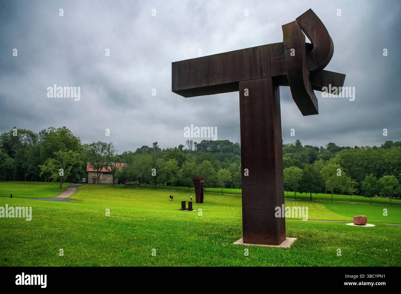Abstract sculpture by Eduardo Chillida in the gardens of the Chillida ...