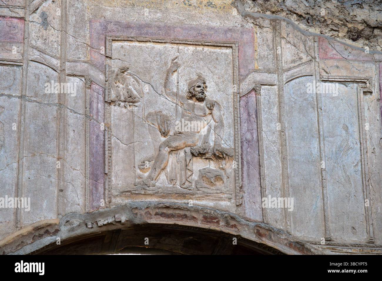 Bas relief of Zeus on the stucco wall of the nymphaeum of the Stabian ...