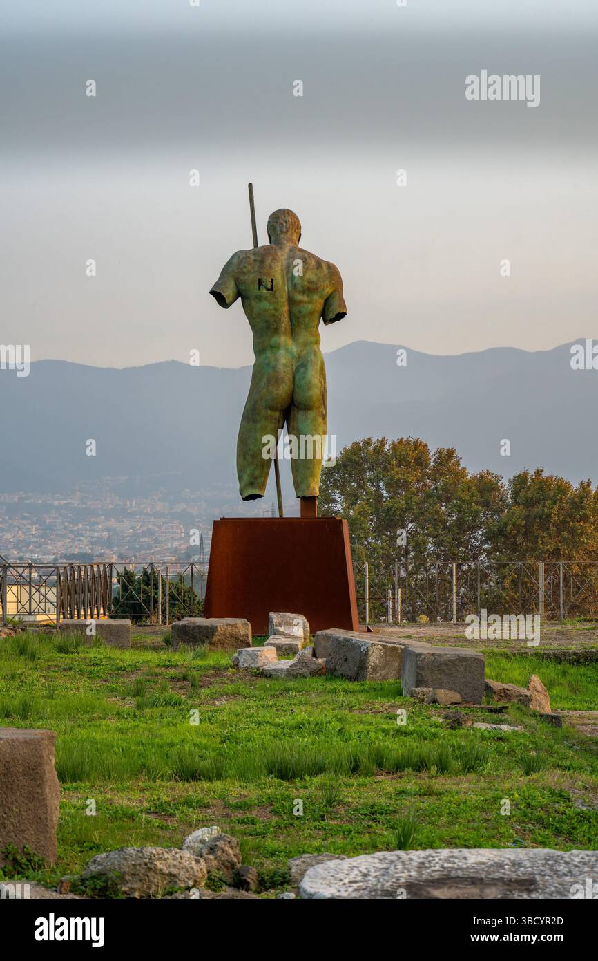 Modern sculpture of Daedalus by Igor Mitoraj in Pompeii, Italy. This ...