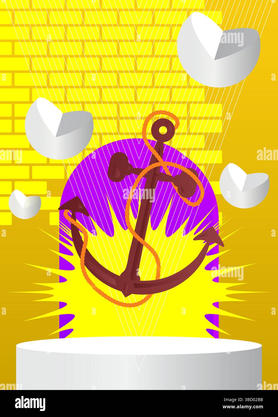 Mockup product display with Anchor. Vector cylinder pedestal podium ...