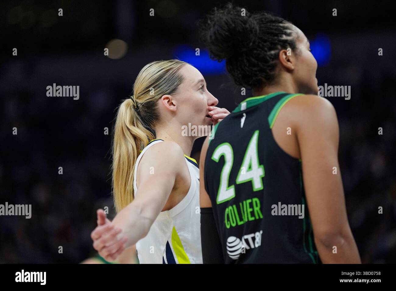 Dallas Wings guard Paige Bueckers (5) and Minnesota Lynx forward ...