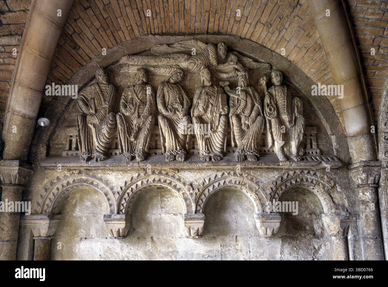 Malmesbury Abbey, south portal, vestibule, view of the west side Stock ...