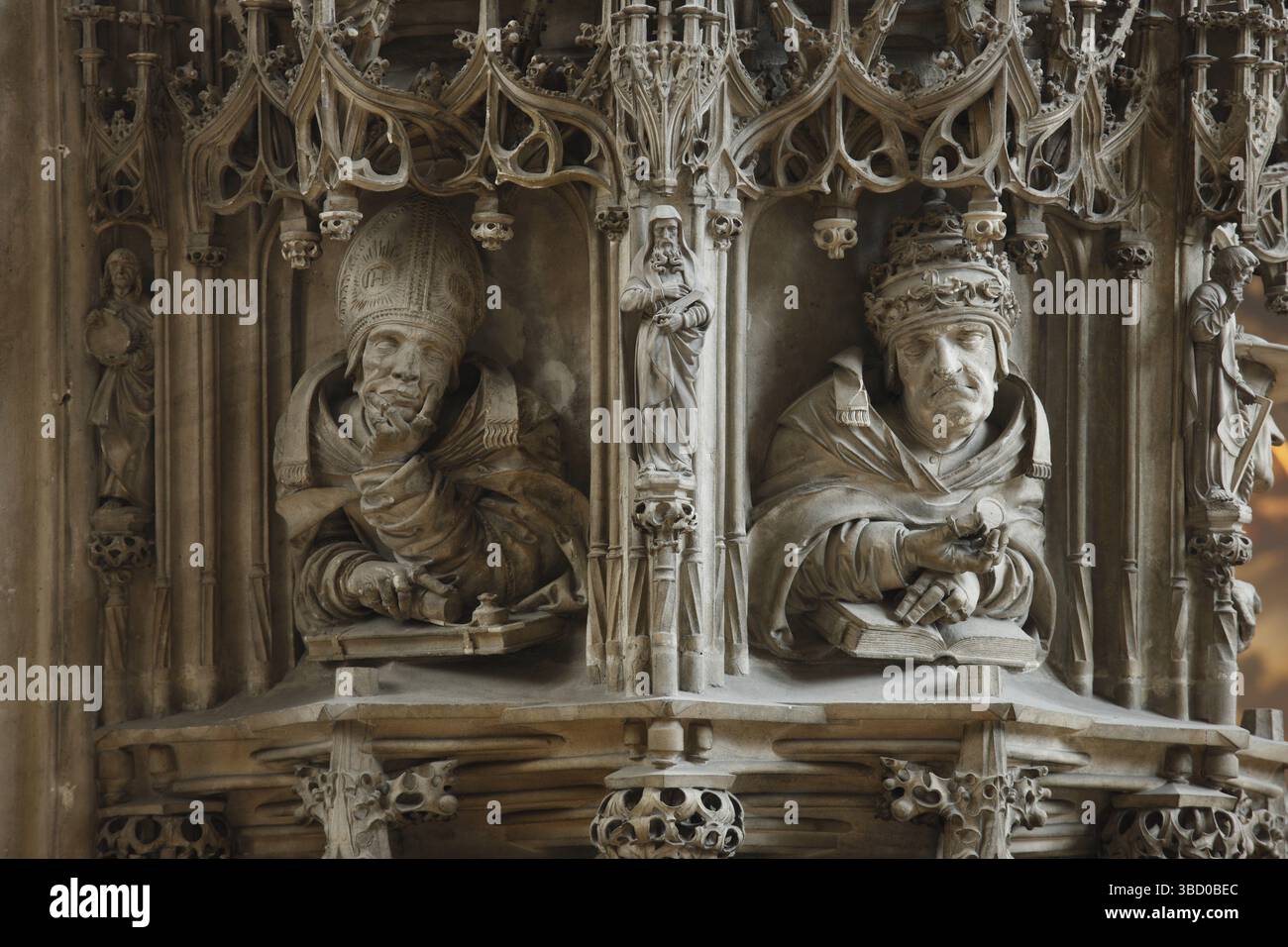 Pulpit by Anton Pilgram, around 1500, detail, St., Sankt, Saint Stock ...