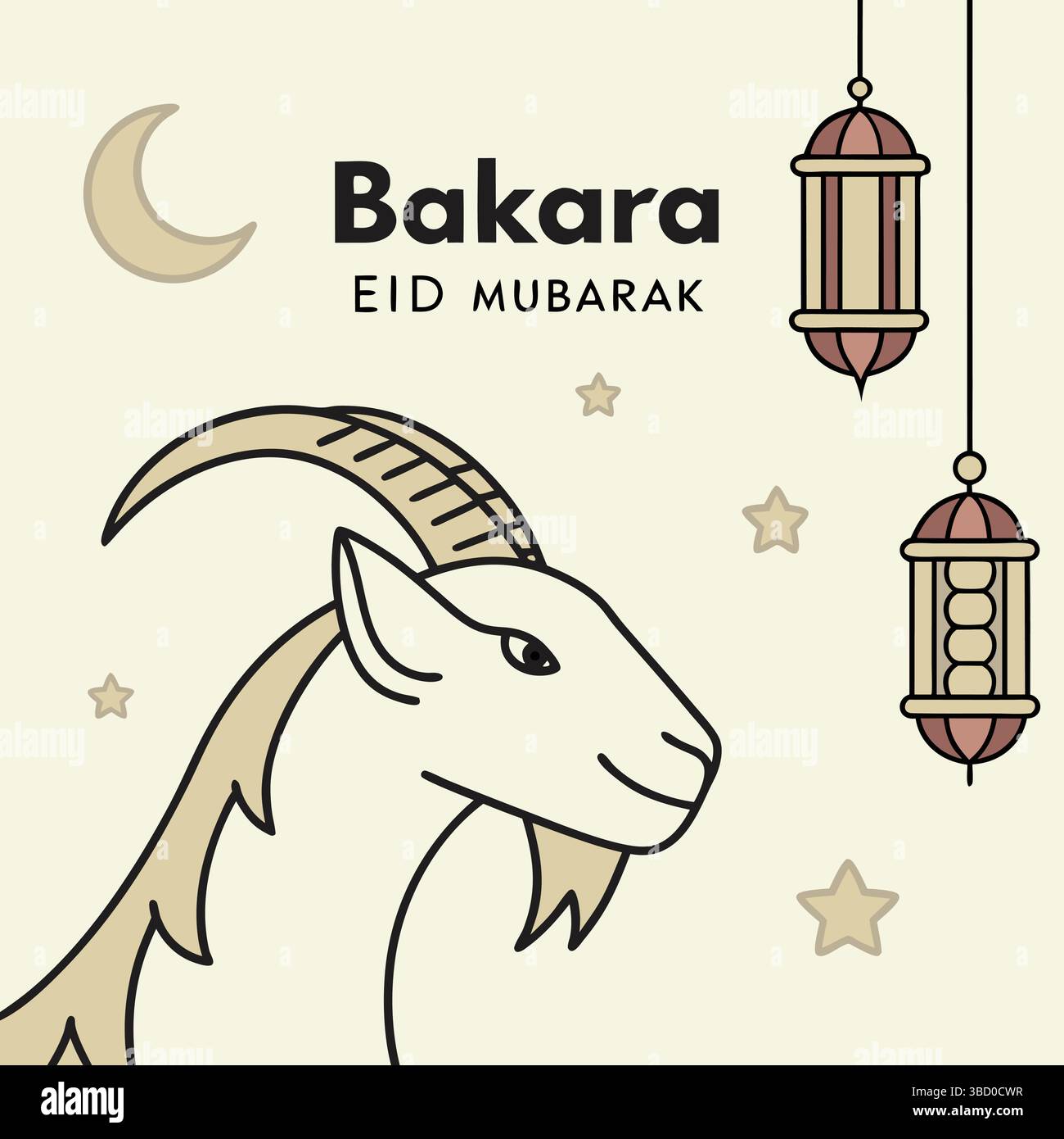 Bakara Eid greeting with elegant goat silhouette and traditional ...