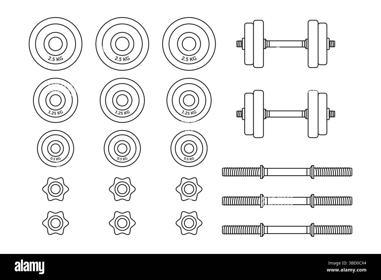 Conceptual illustration shows dumbbells and weight plates, presented as ...