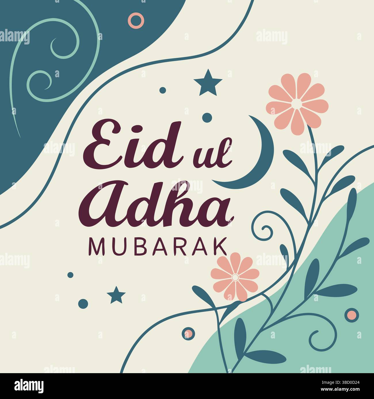 Contemporary Teal Eid ul Adha Design with Geometric Patterns and Modern ...