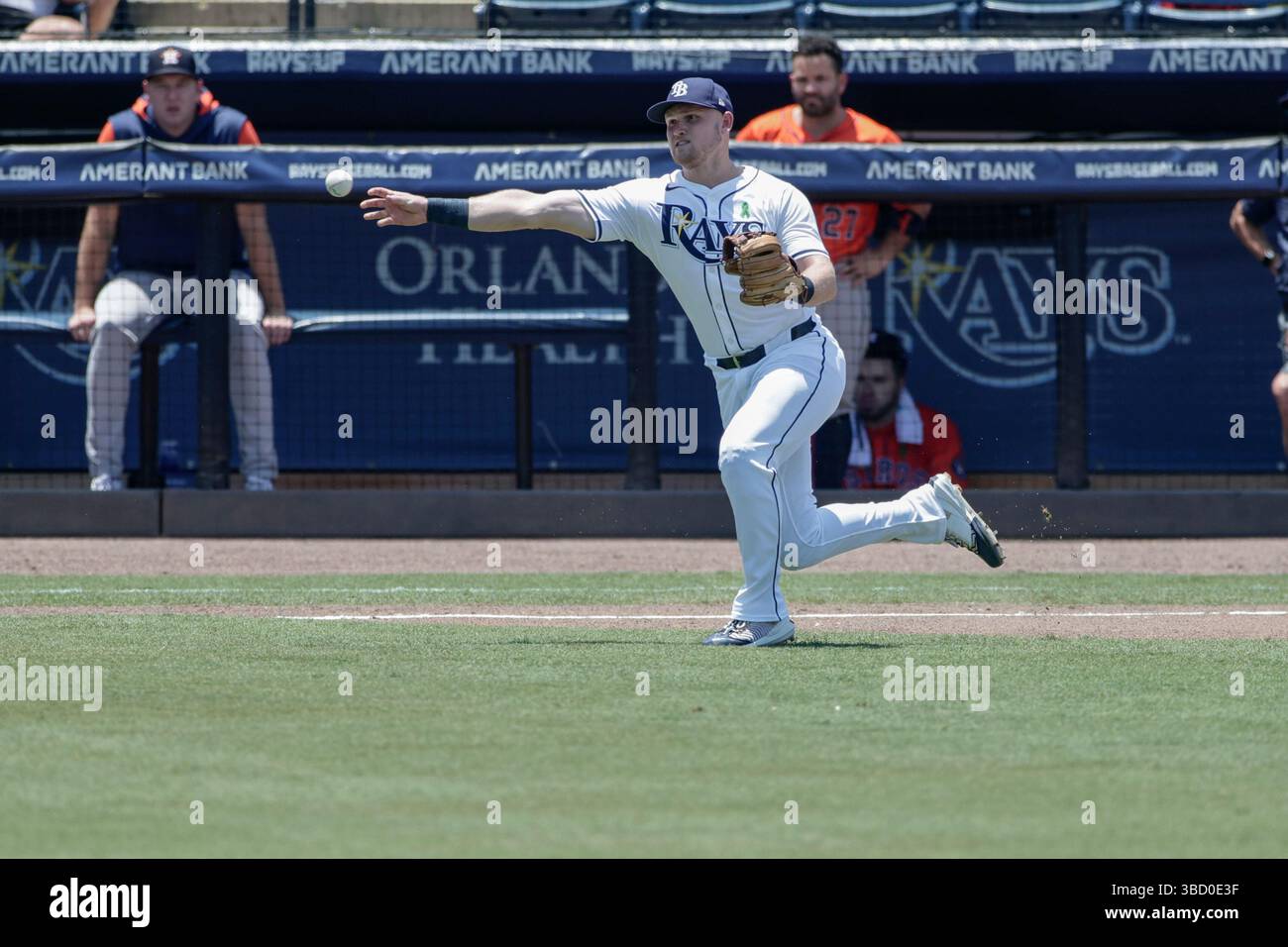 Tampa, FL USA: Tampa Bay Rays third baseman Curtis Mead (25) fields and ...