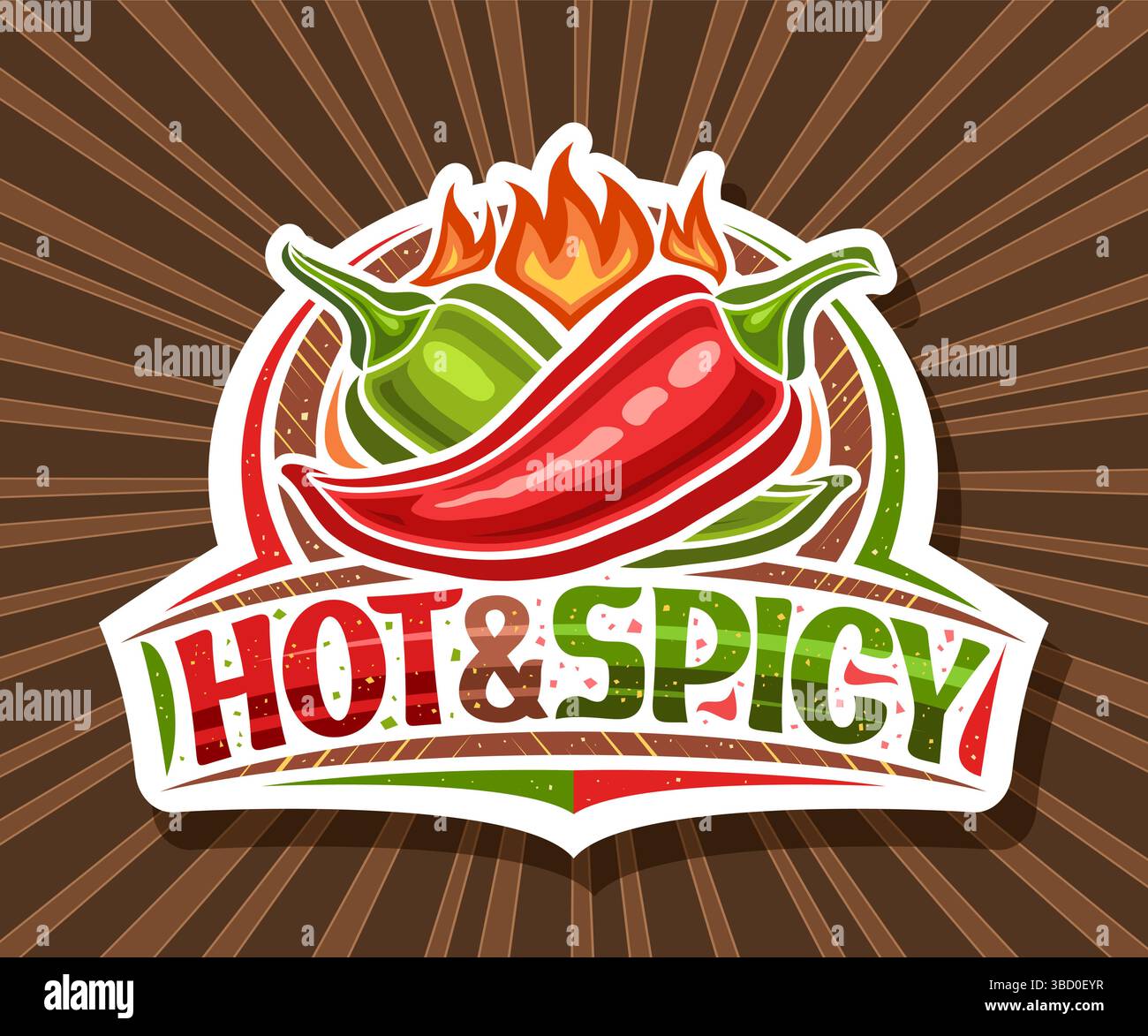 Vector logo for Hot and Spicy, horizontal poster with two cartoon ...