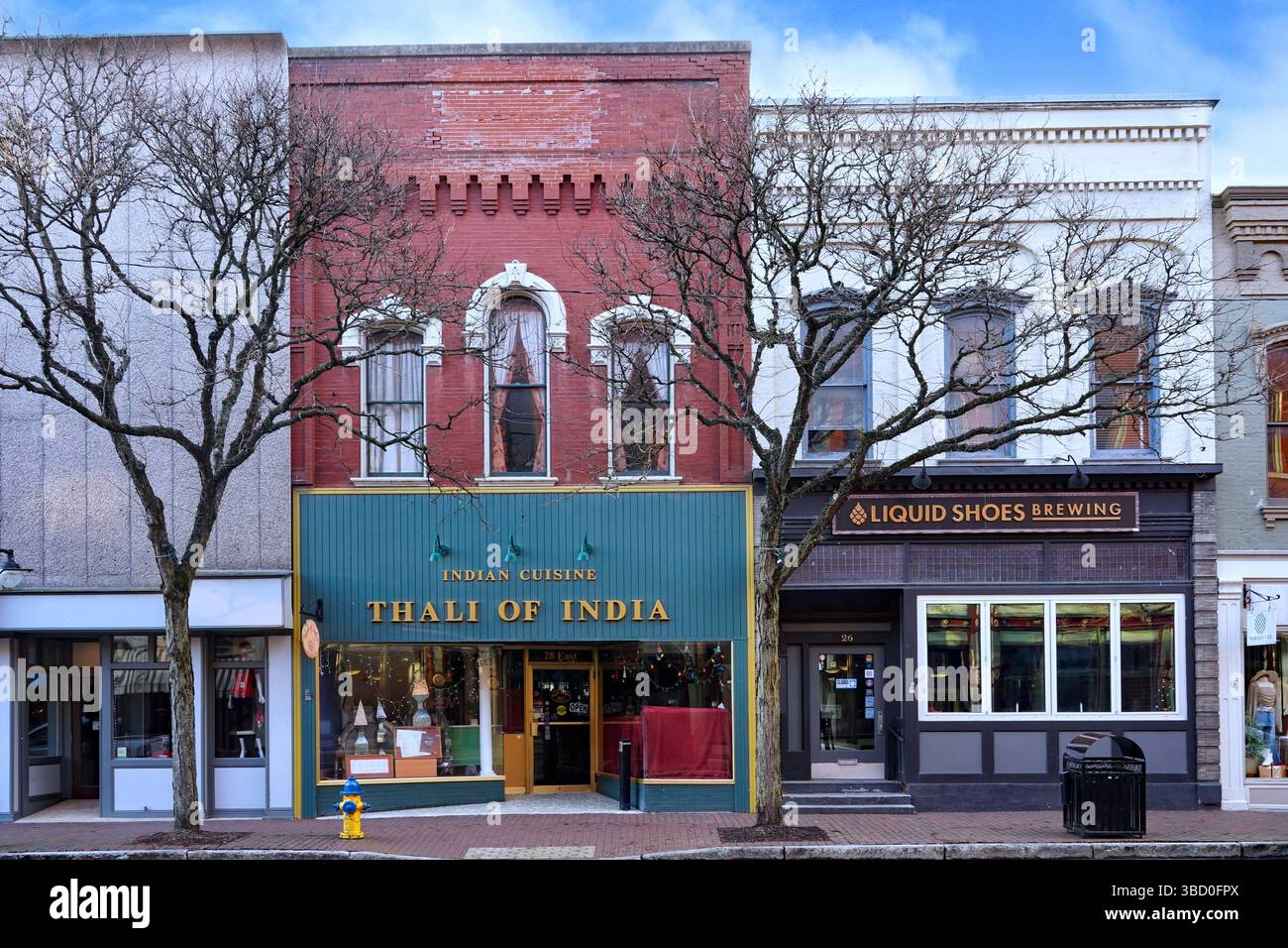 New York State, small town main street with old New York State, small ...