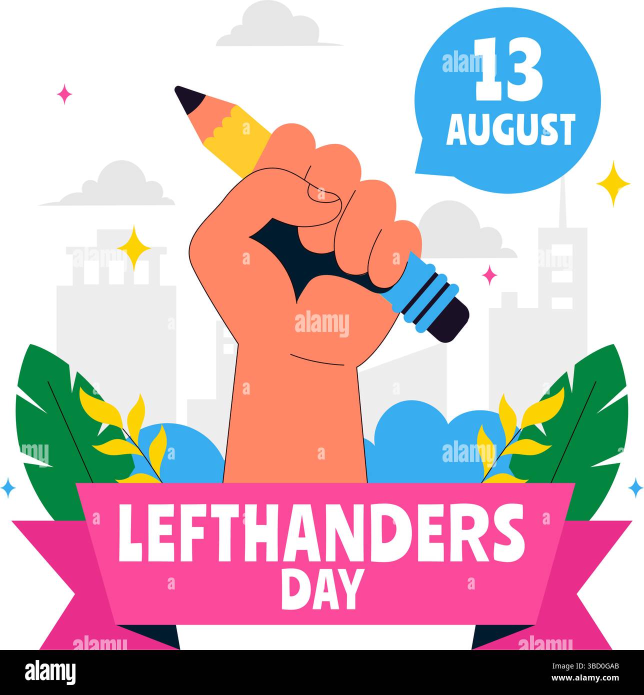 Happy Left Handers Day Celebration Vector Illustration Featuring the ...