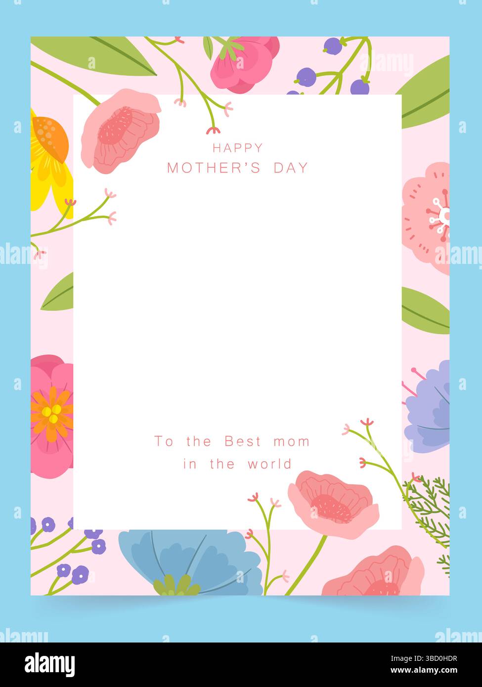 Mother Day floral card template for personal messages. Vector ...