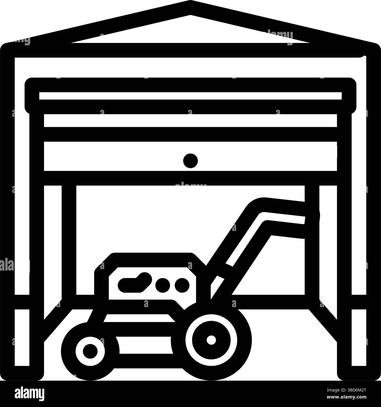 lawnmower stored garage line icon vector illustration Stock Vector ...