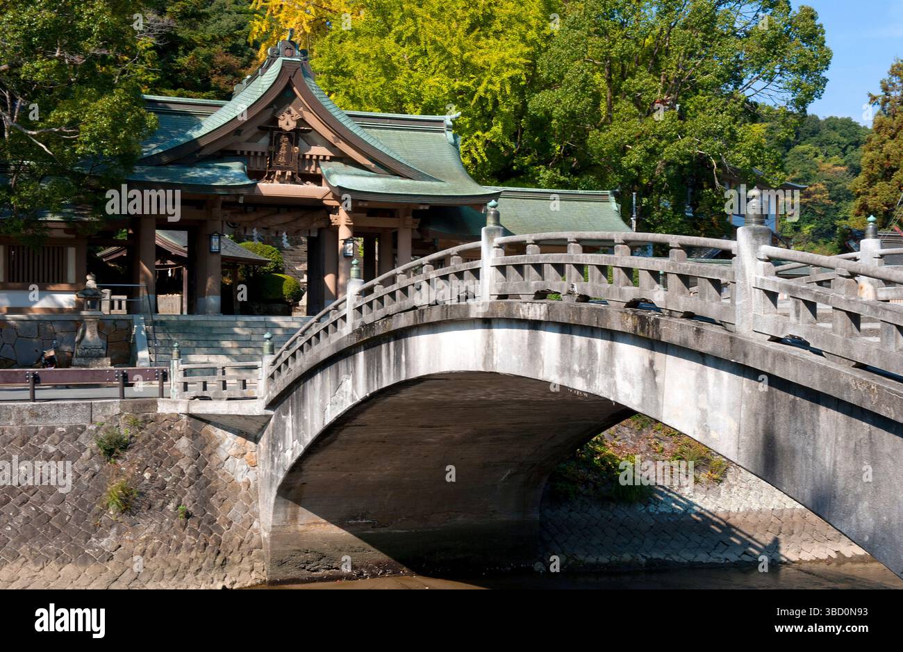 Shinko Bridge, arched stone bridge over the Suka River, demarks main ...