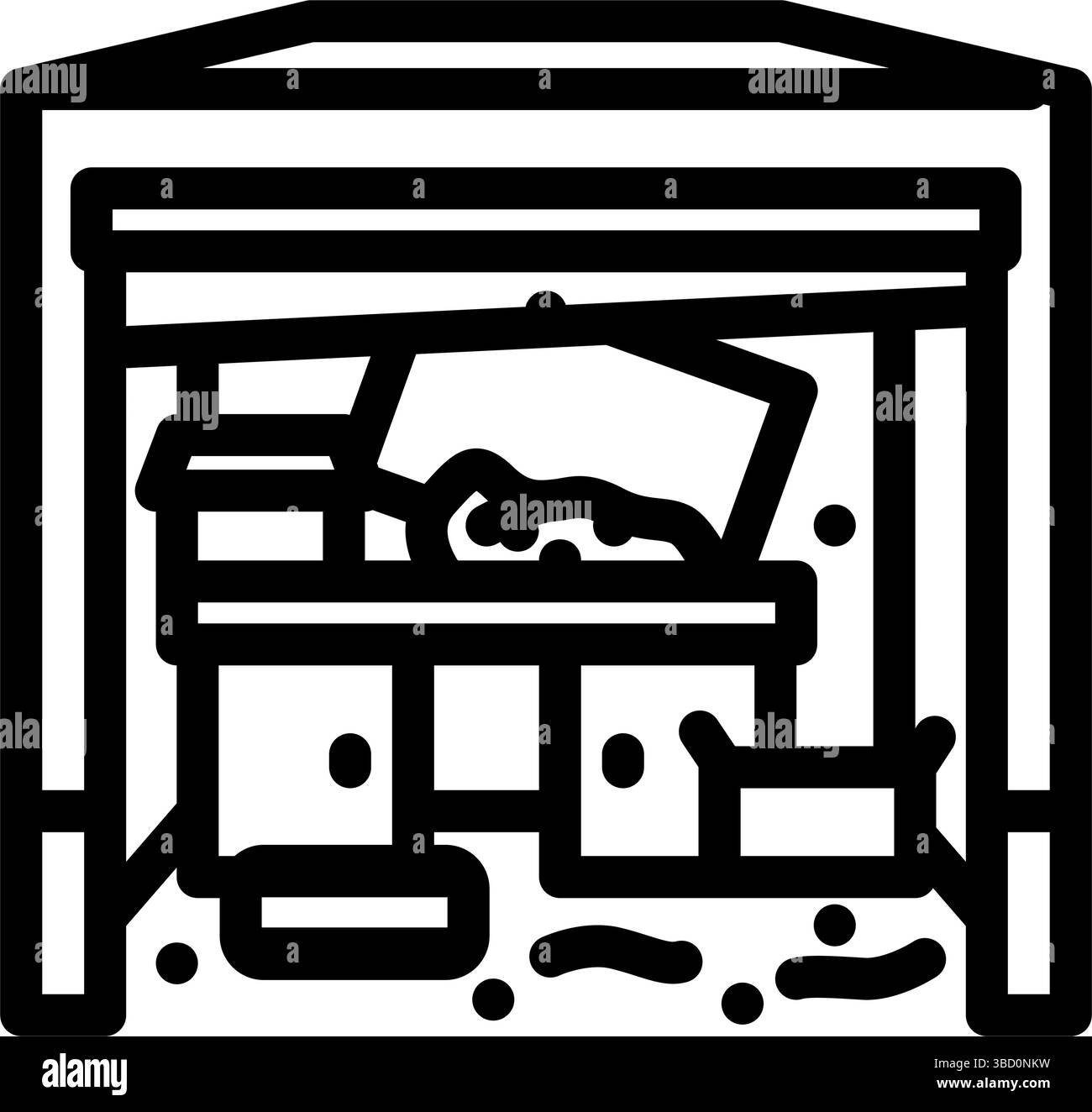 cluttered messy garage line icon vector illustration Stock Vector Image ...