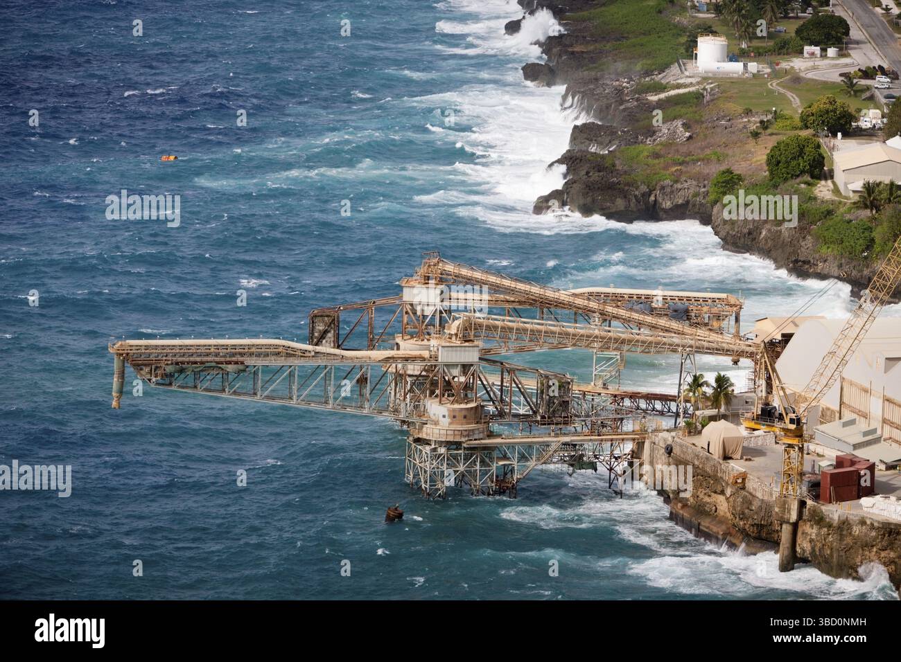 Phosphate loading crane at the harbour, Flying Fish Cove, Christmas Island, Australia, Asia ...