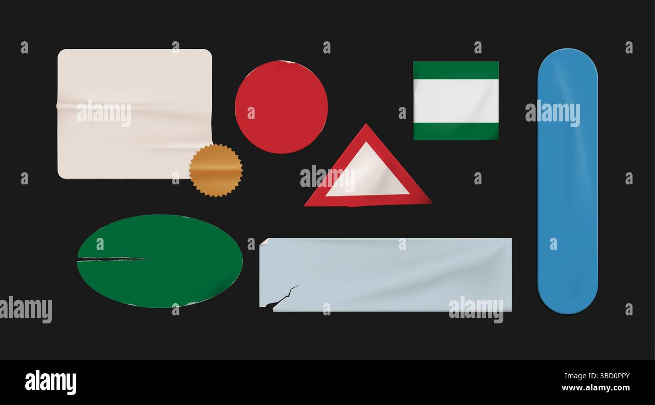 Set of vintage price stickers and tags in various shapes - rectangular ...