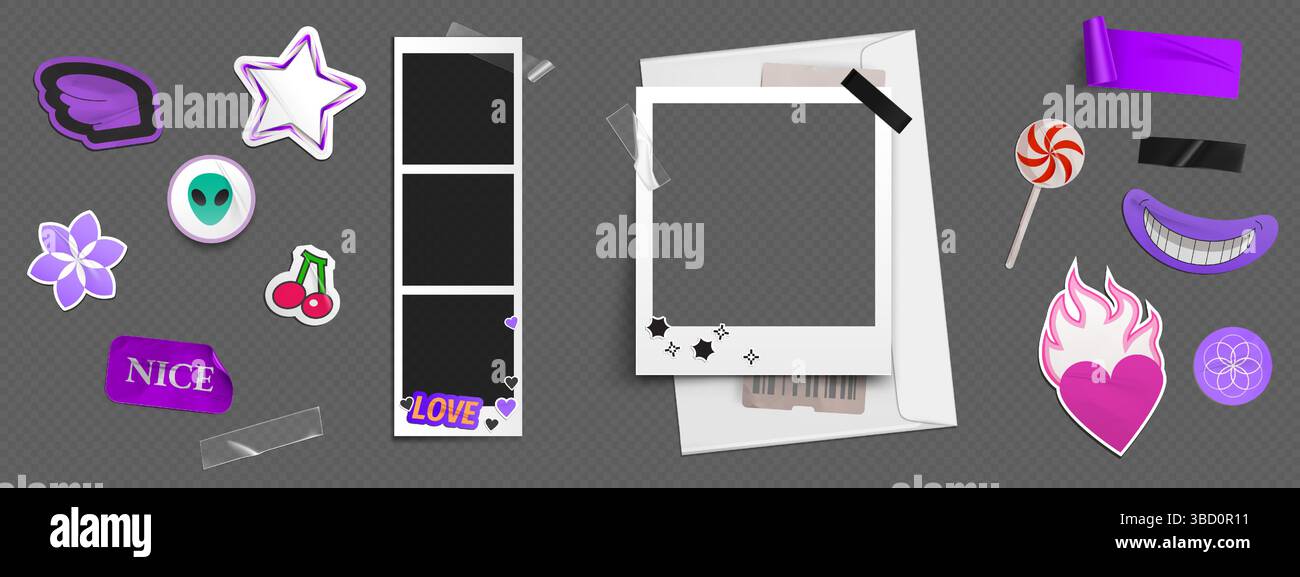 Retro y2k photo booth props and decorations - instant film frames ...