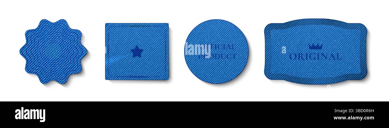 Premium blue denim fabric patches collection - classic jeans material ...