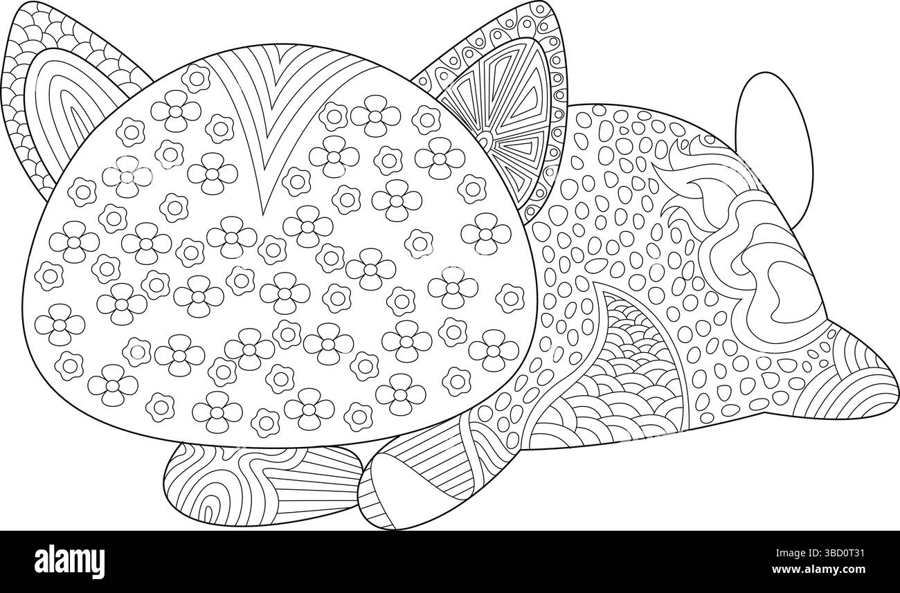 Cat complex coloring page Cut Out Stock Images & Pictures - Alamy