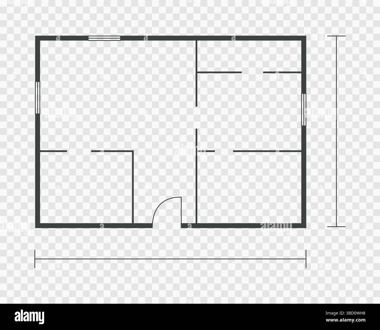 Floorplan simple icon room flat apartment line drawing, floor plan ...