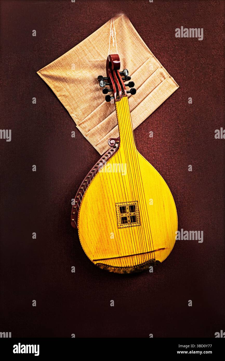 bandura on a brown wool background. musical instruments Stock Photo - Alamy