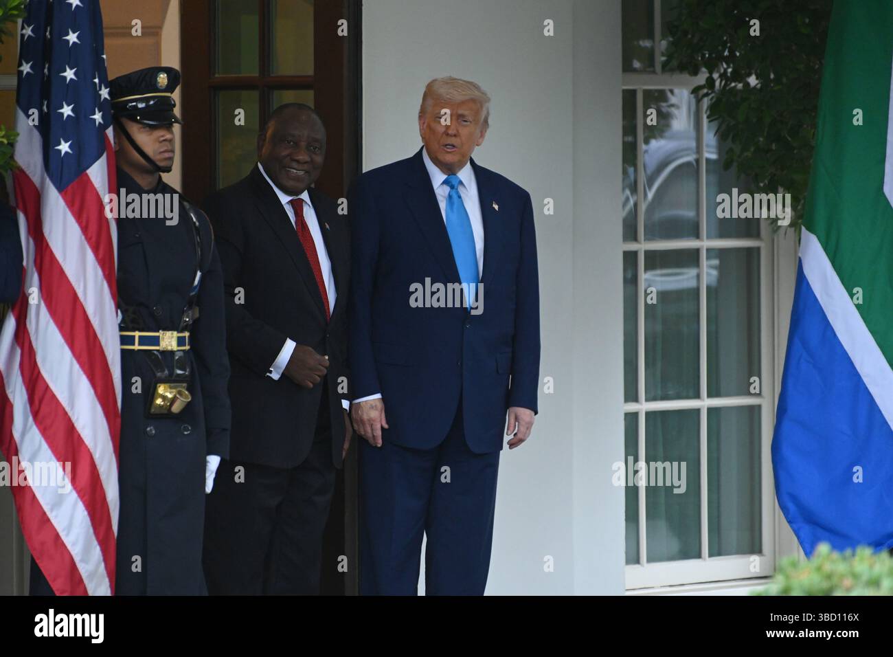Washington, USA.21th May 2025. US President Donald Trump (R) greets ...