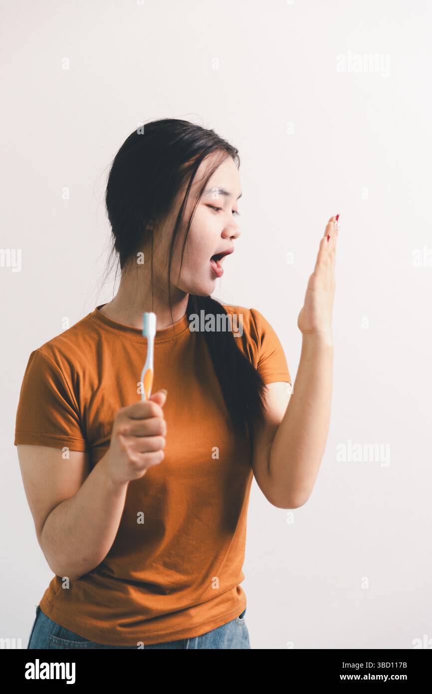 Asian girl expresses dislike, person express negative feeling, concept ...