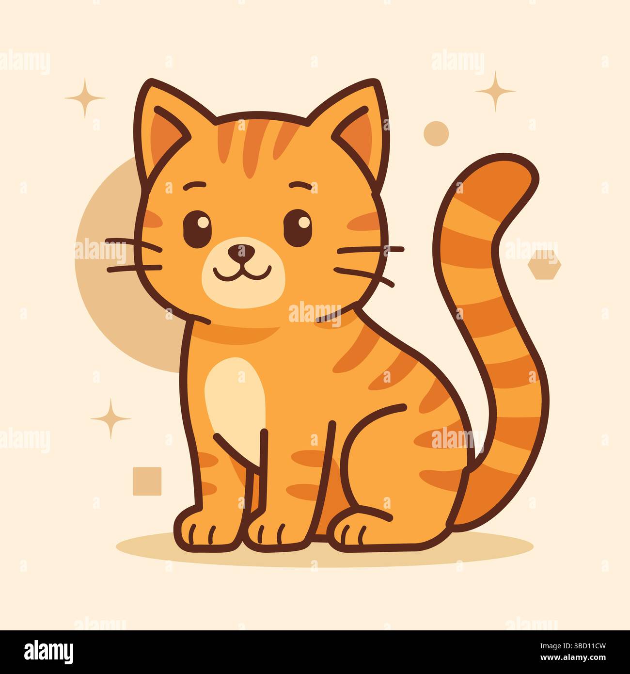 Cute Orange Tabby Cat Cartoon Adorable Cartoon Orange Kitten Sitting ...