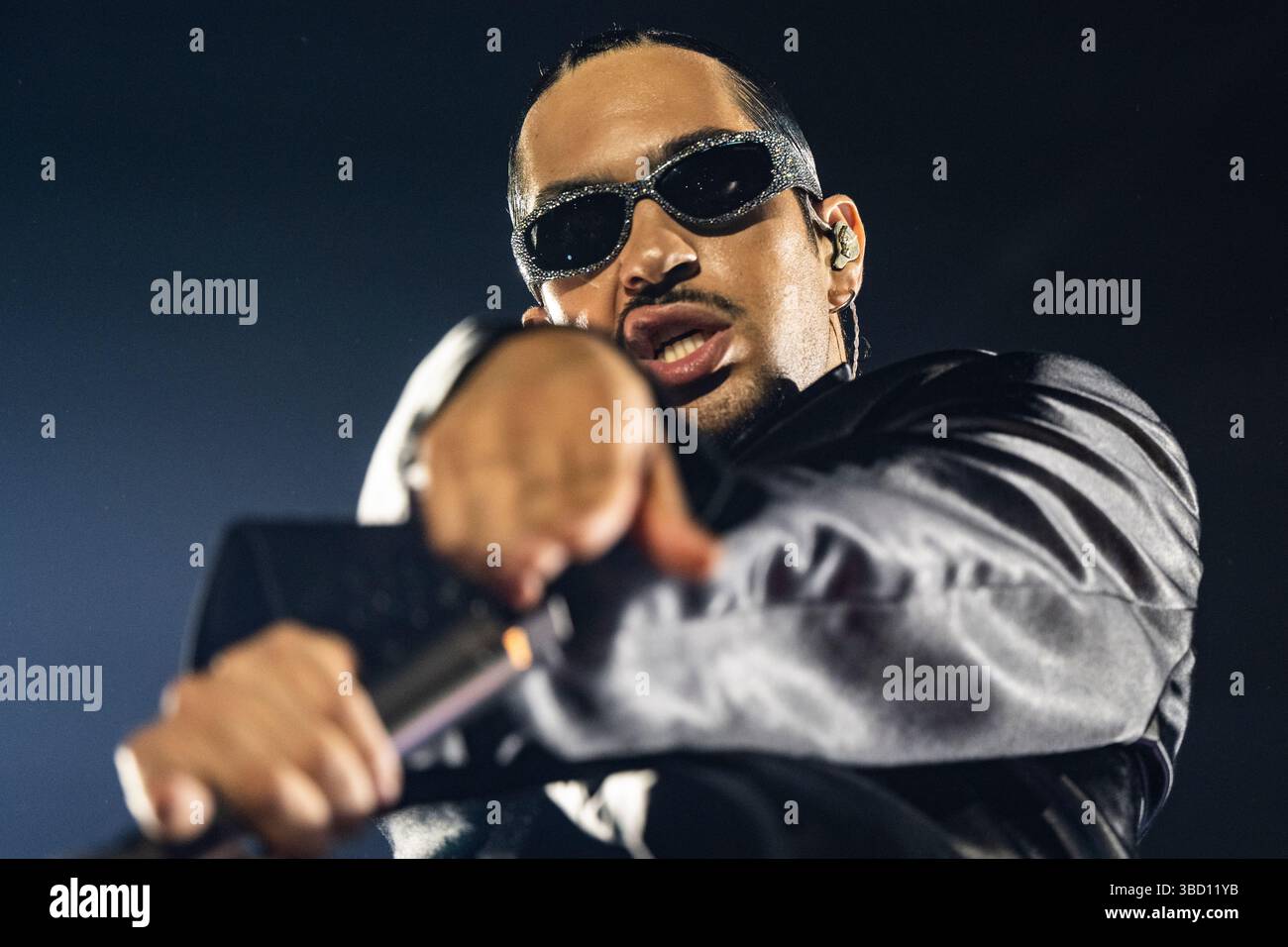 Napoli, Italy. 21st May, 2025. Italian singer Mahmood performs live at ...