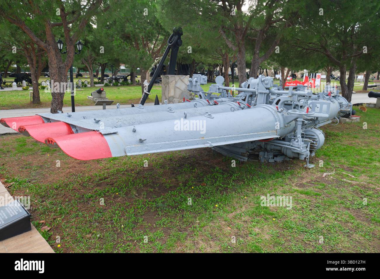 A display of a triple torpedo tube from the Italioan navy destroyer ...
