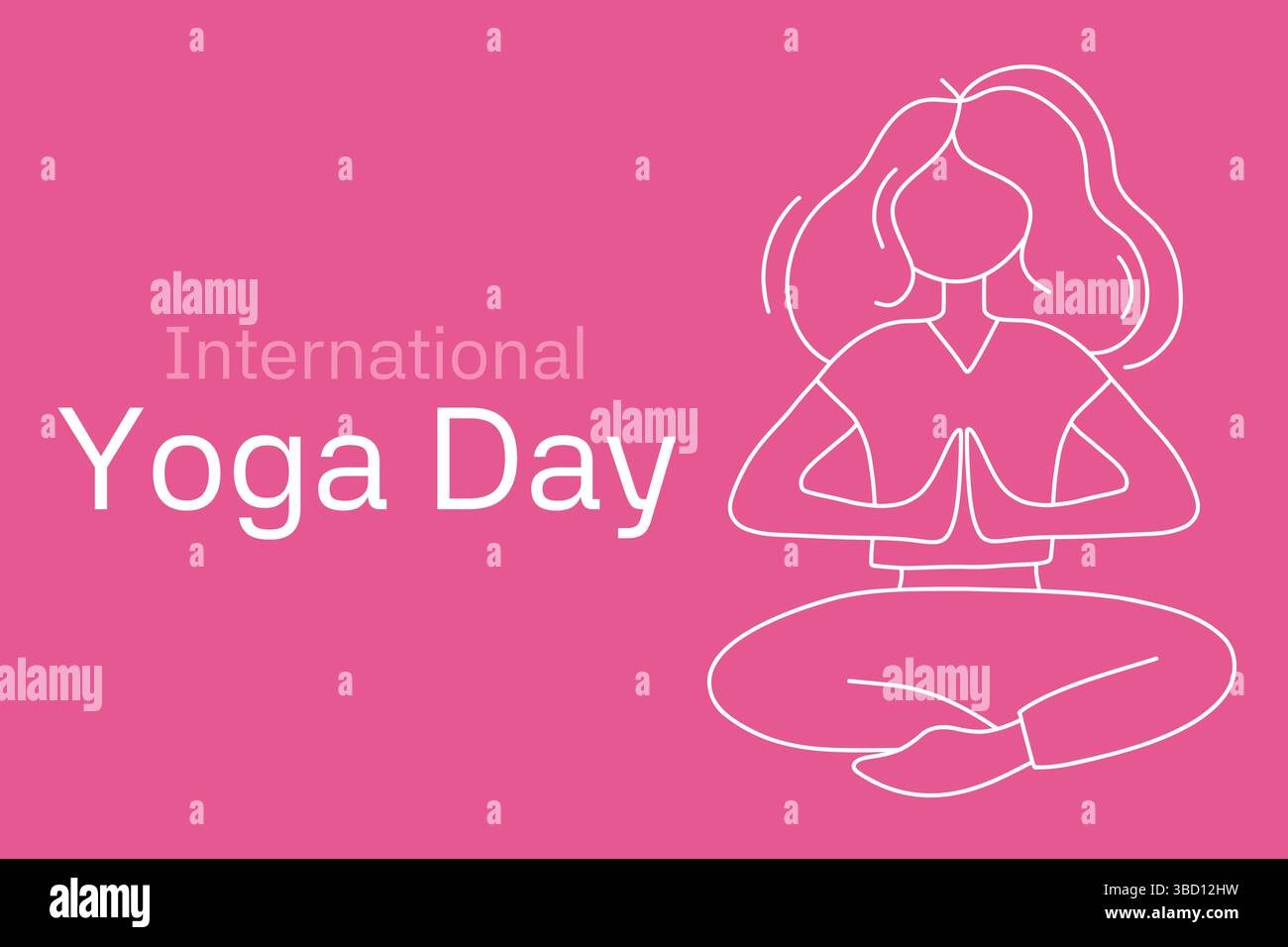 Line art illustration for International Yoga Day showing a meditating ...