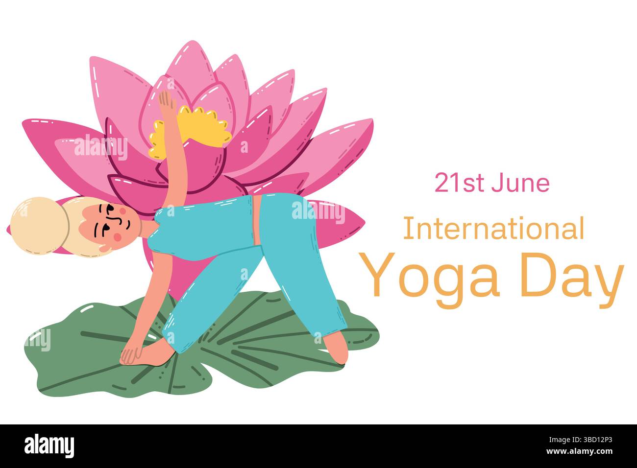 Illustration Celebrating International Yoga Day Featuring a Woman in a ...