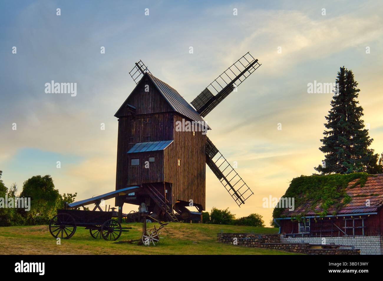 old Windmill summer sunset Stock Photo - Alamy