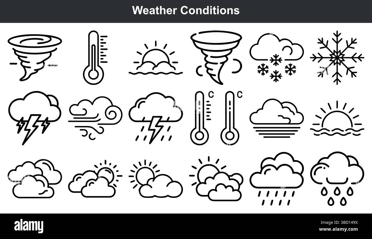 Weather Conditions Forecast Symbols Icon Set Stock Vector Image & Art ...