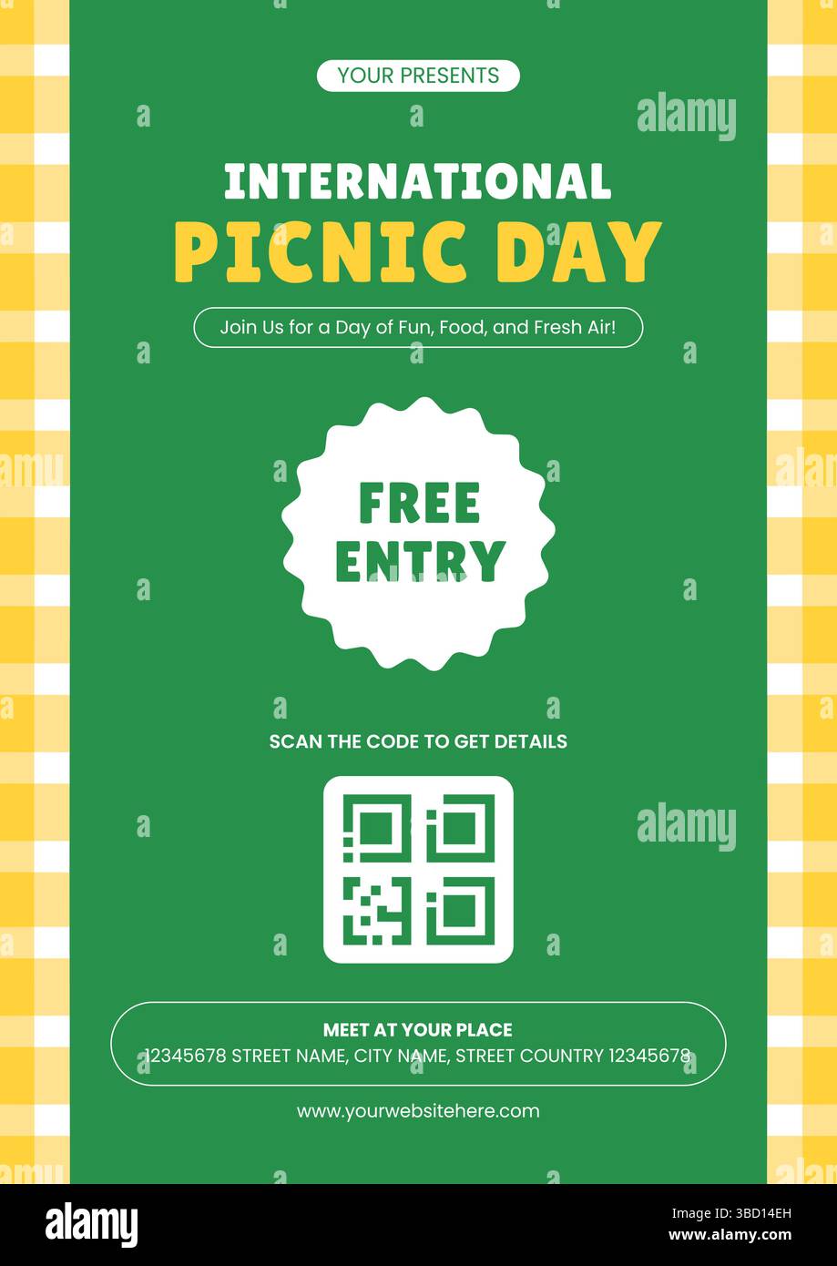 Summer Picnic Day Social Media Flyer Design in Flat Style Stock Vector ...