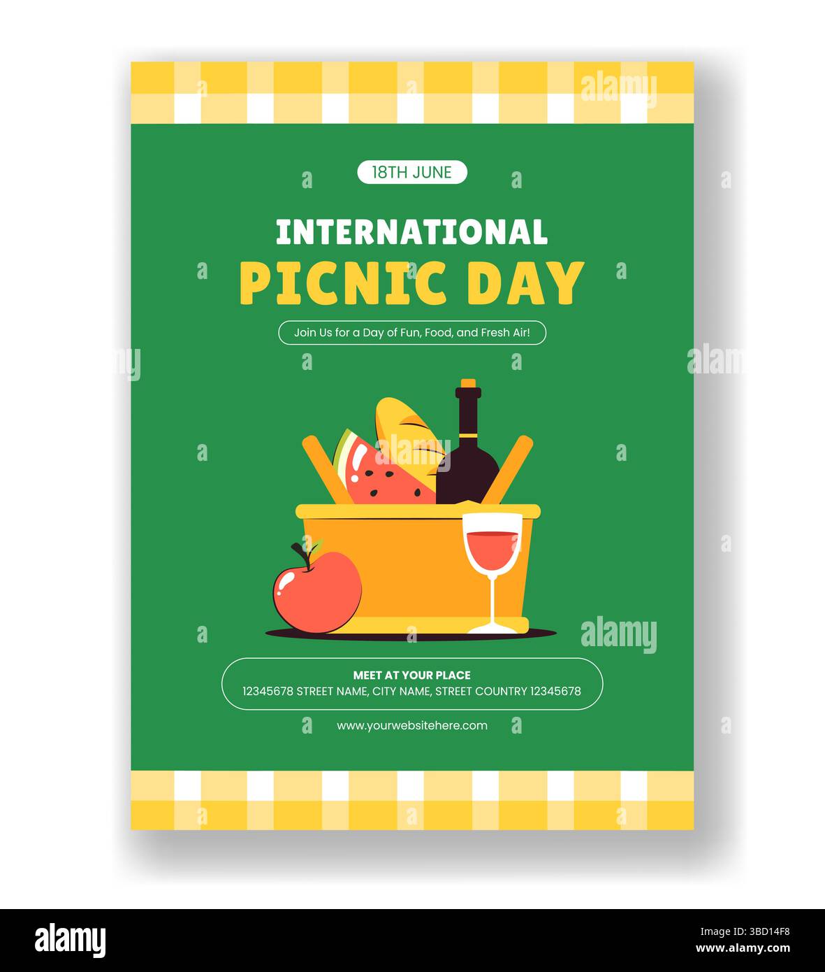 Flat Social Media Graphic for International Picnic Day in Cartoon Style Vertical Poster Stock ...