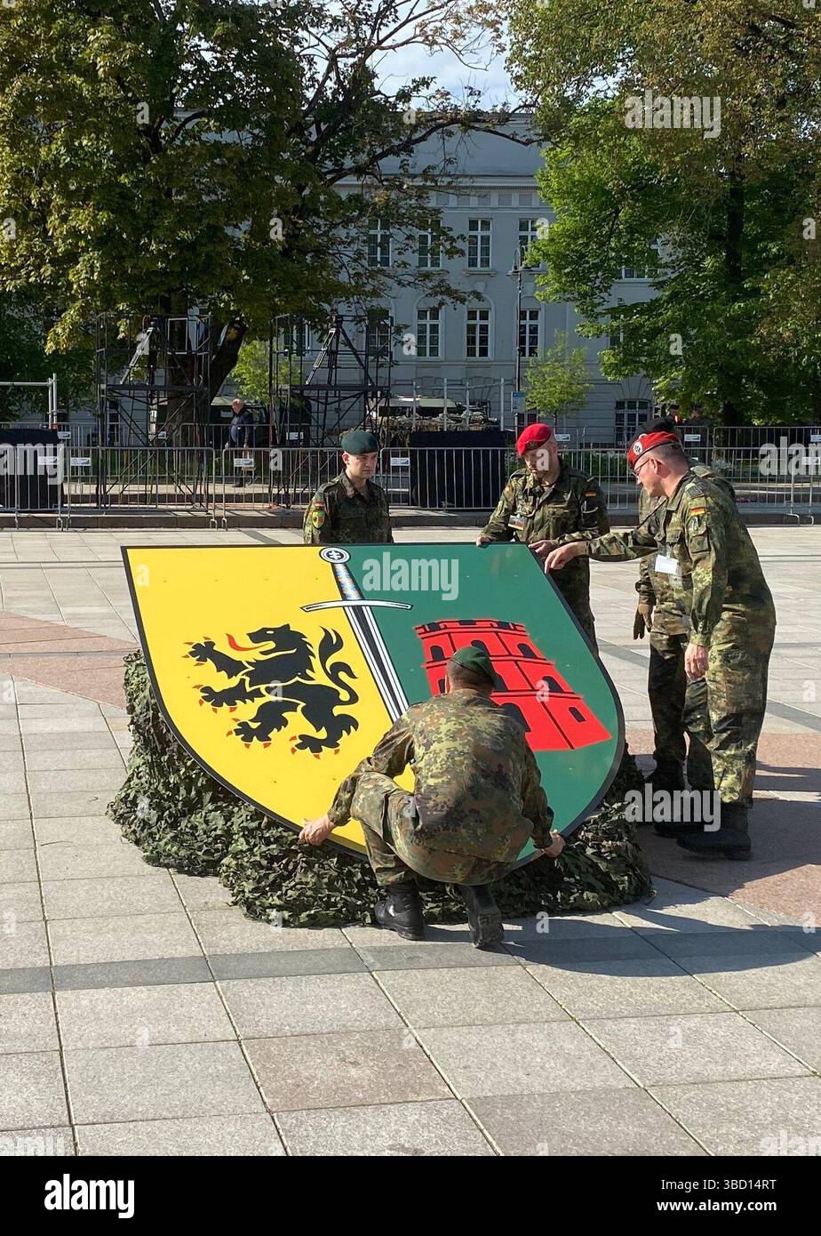 Vilnius, Lithuania. 22nd May, 2025. German soldiers display the coat of ...