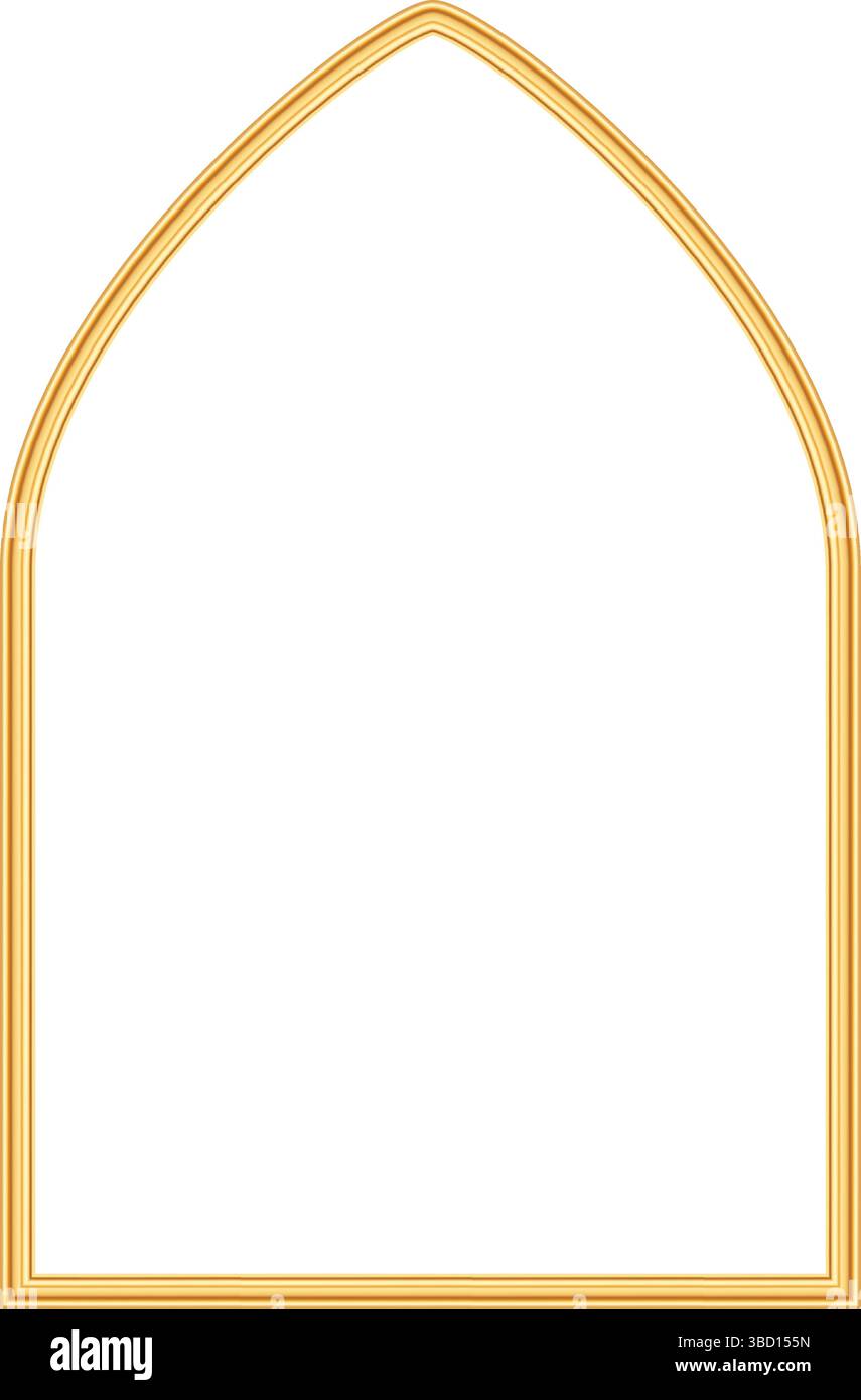 Decorative gold shiny arch frame. 3d luxury geometric arch frame in ...