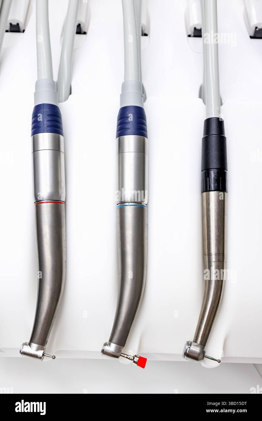 Dental turbine handpieces with endodontic rotary files attached Stock ...