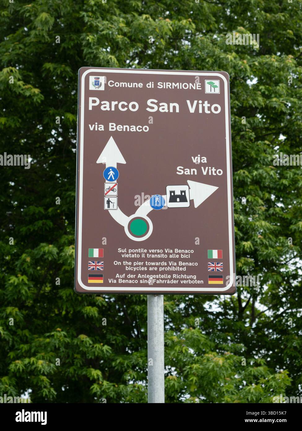 Directional Sign Inside San Vito Park In Sirmione, Italy Stock Photo ...