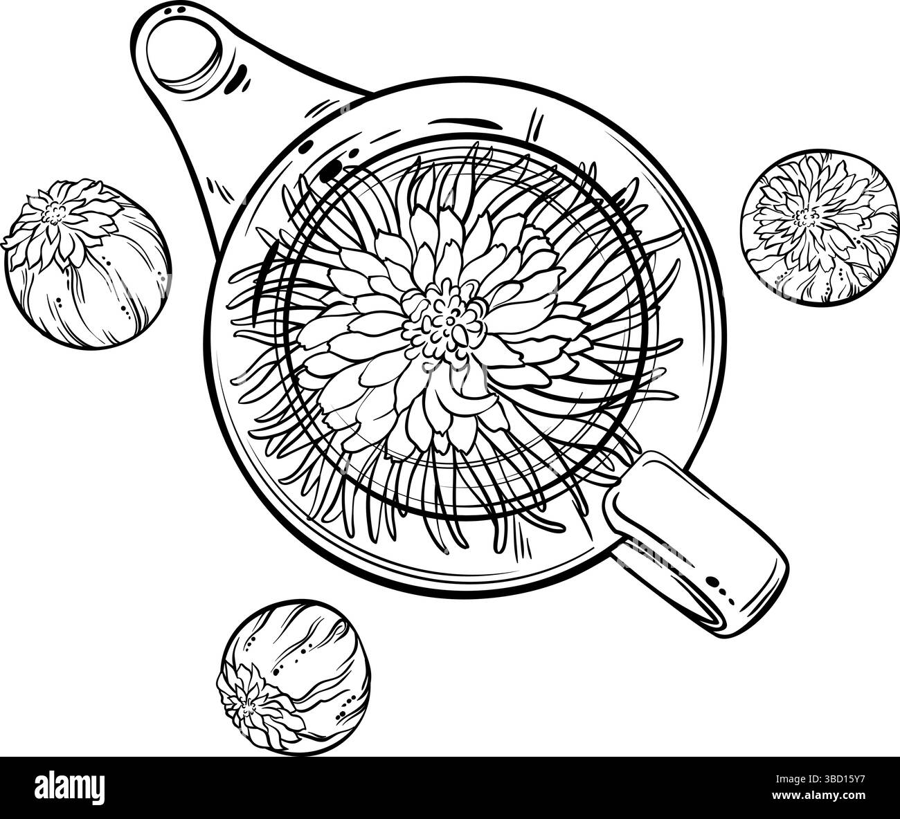 Flowering Tea isolated Outline Illustration Stock Vector Image & Art ...
