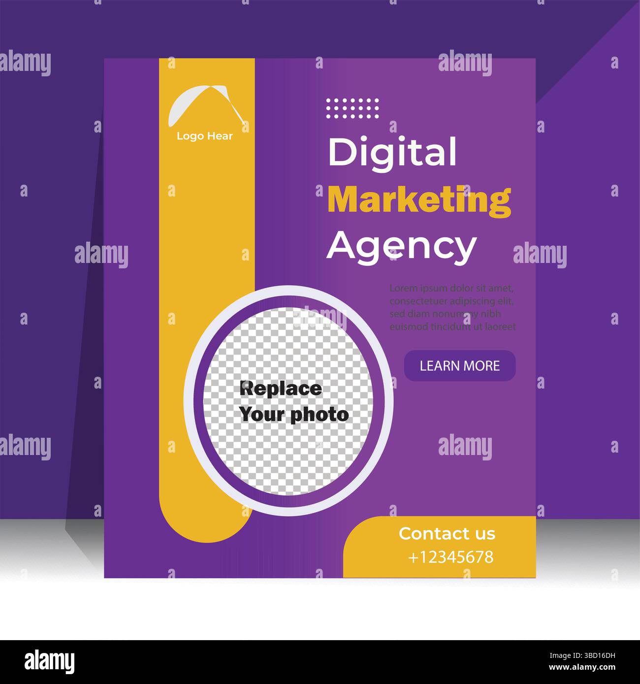 Digital marketing agency square advertisement template with place to ...