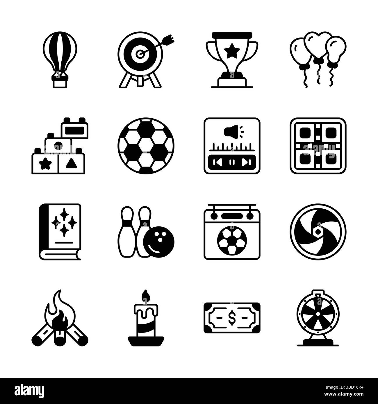 A collection of icons representing various activities and entertainment ...