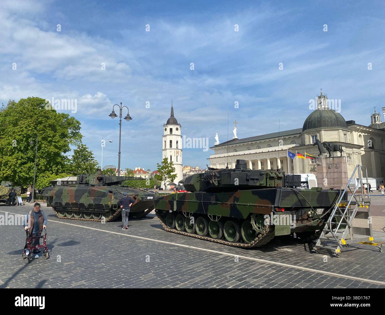 Vilnius, Lithuania. 22nd May, 2025. A Puma (l) and a Leopard main ...