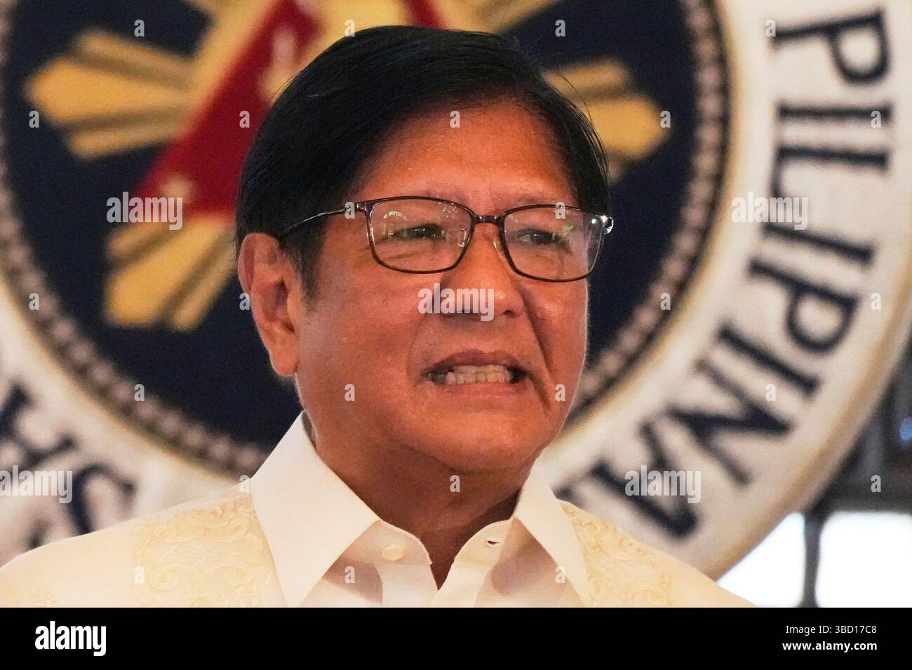Philippine President Ferdinand Marcos Jr., reacts during the ...