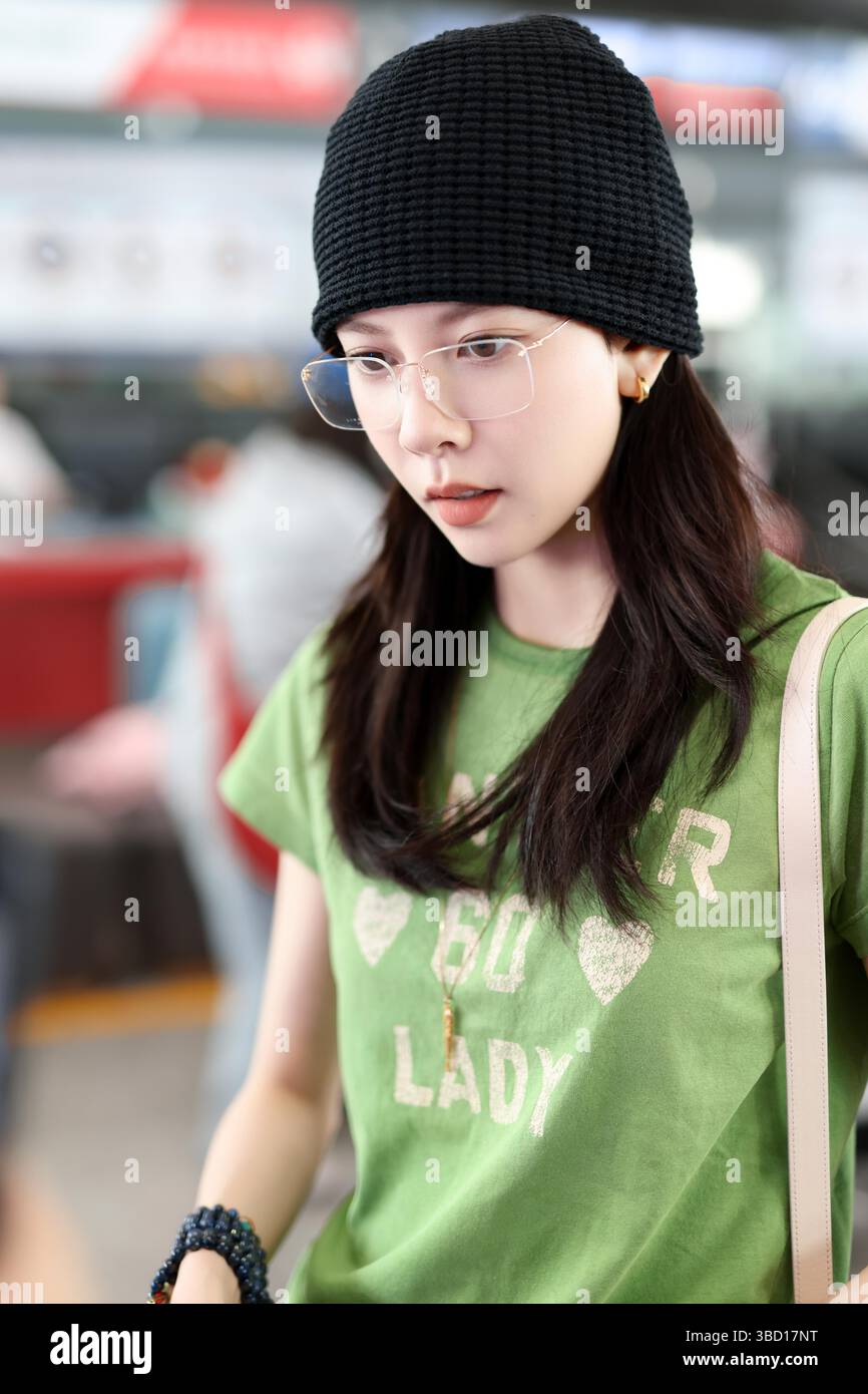 Chinese actress, singer and dancer Song Yanfei appears at the airport ...
