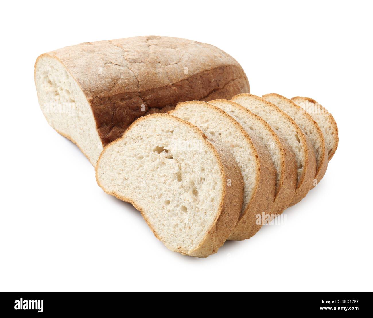 Cut loaf of bread isolated on white Stock Photo - Alamy
