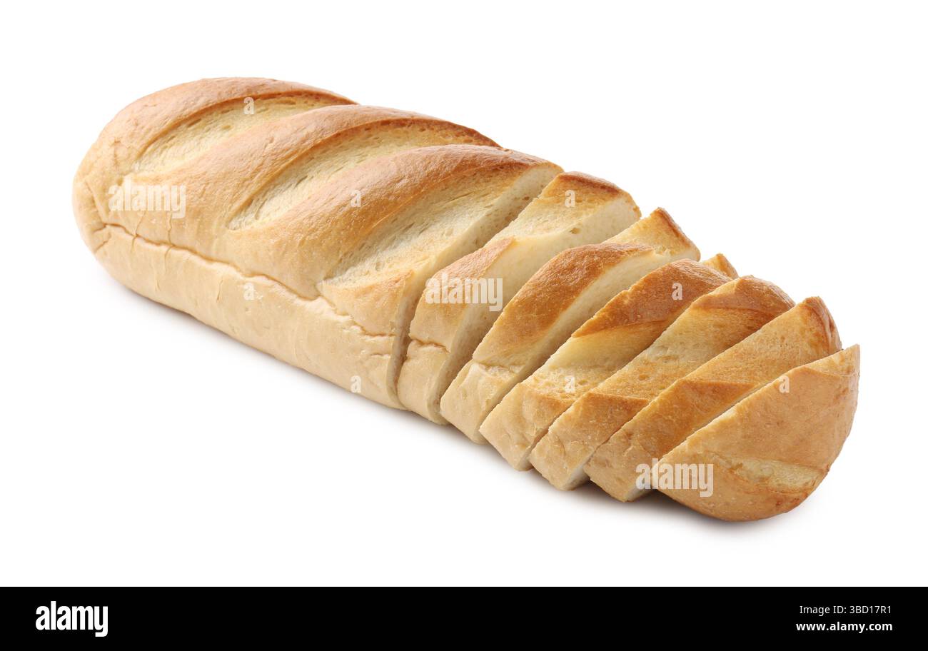 Cut loaf of bread isolated on white Stock Photo - Alamy
