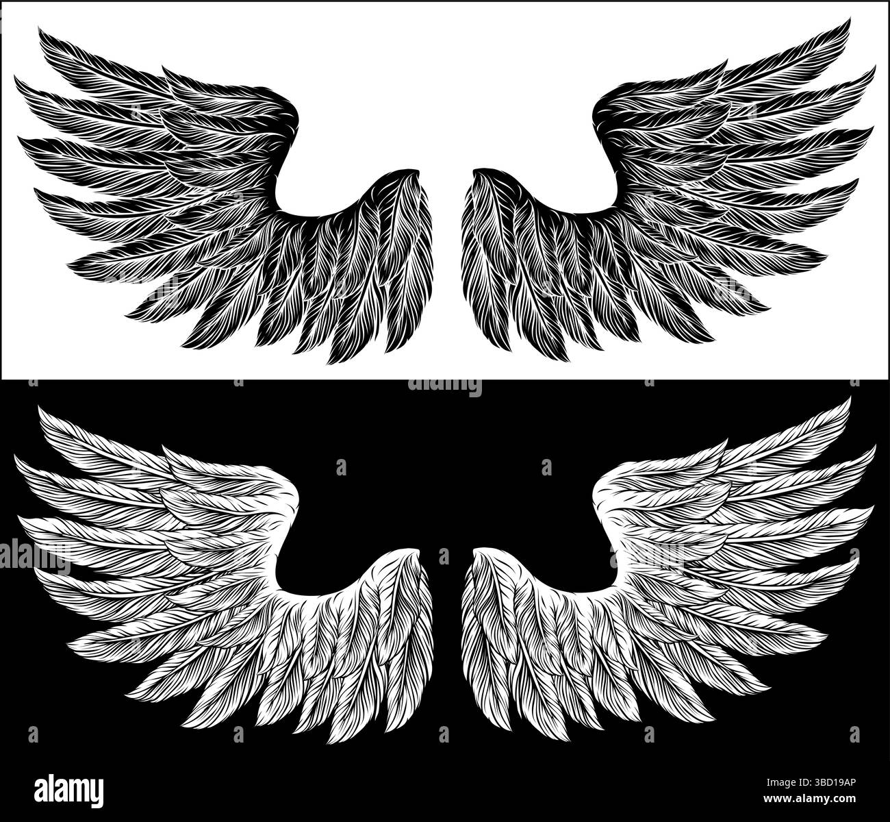 Eagle Angel Wings Tattoo Vintage Woodcut Style Stock Vector Image & Art ...