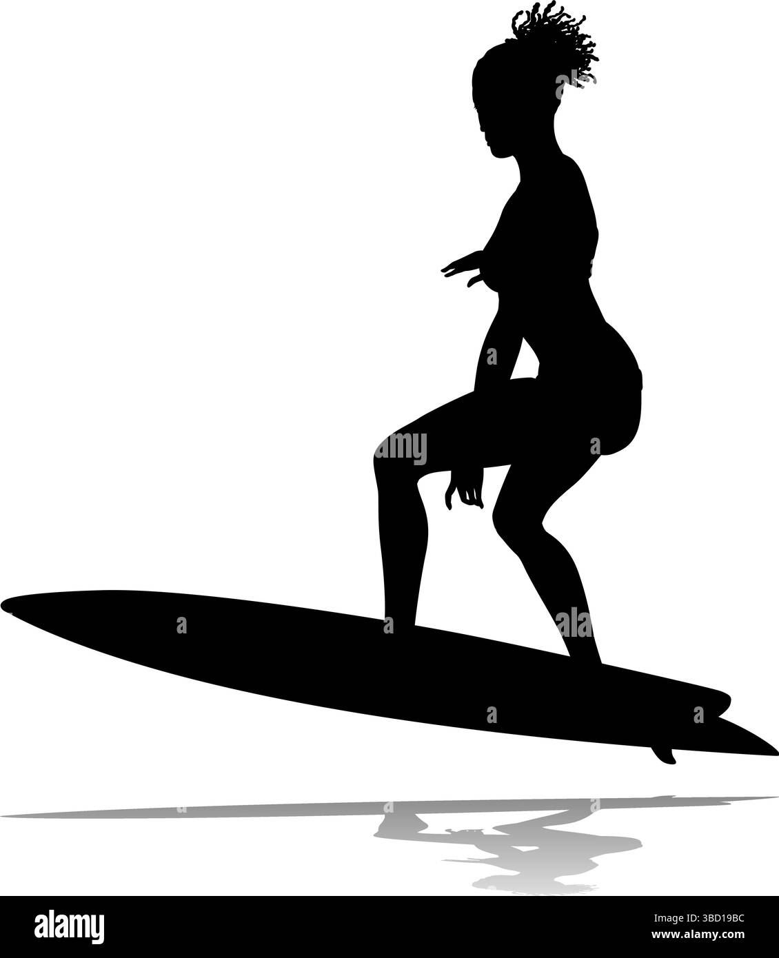 Woman Surfer Surfboard Female Surfer Silhouette Stock Vector Image ...